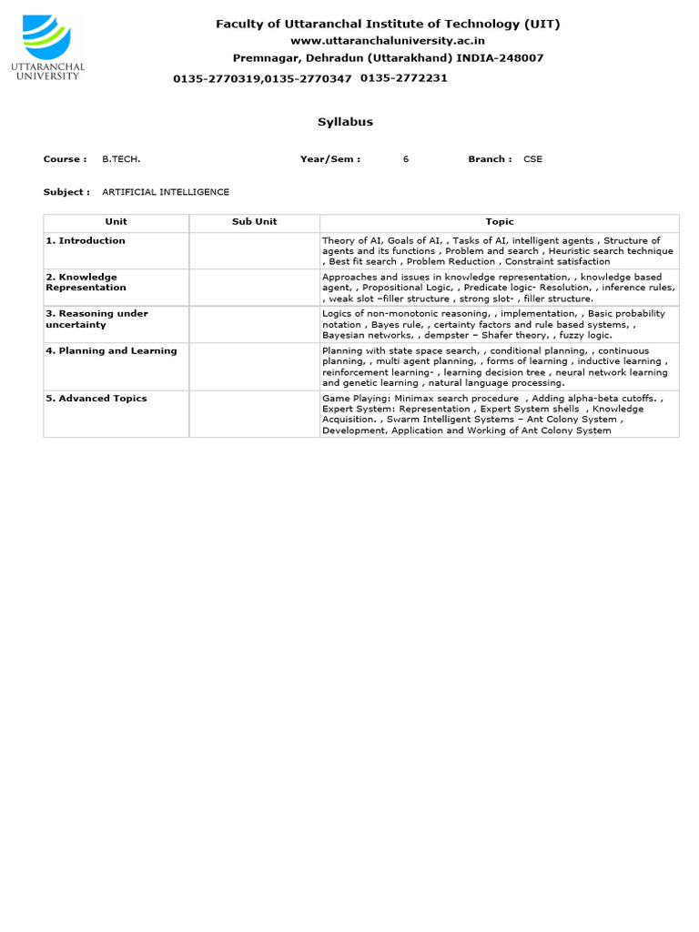 Student Syllabus | PDF | Artificial Intelligence | Intelligence (AI ...
