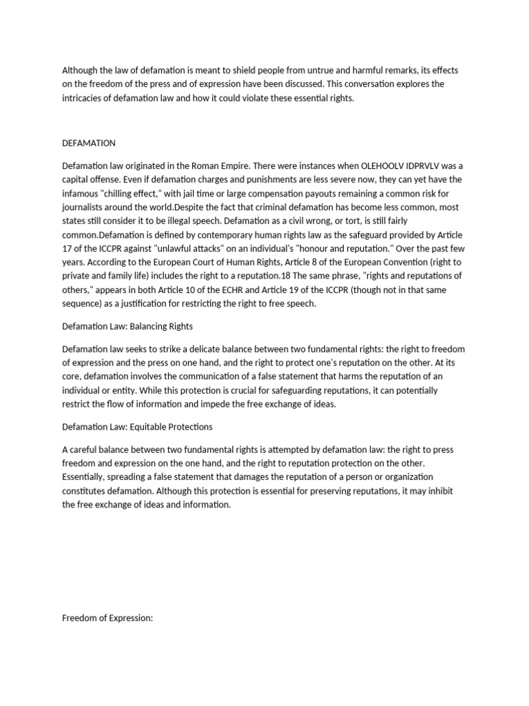 Defamation | PDF | Defamation | Freedom Of Speech