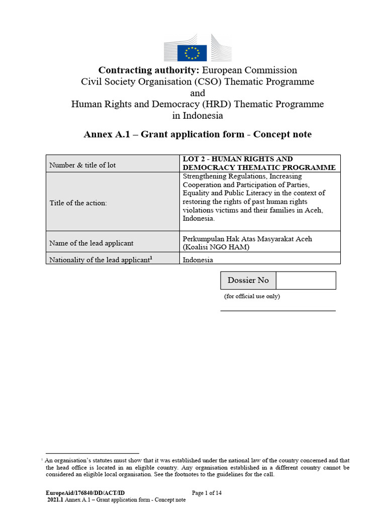 01 Annex A1. Grant Application Form-Concept Note (En) | PDF ...