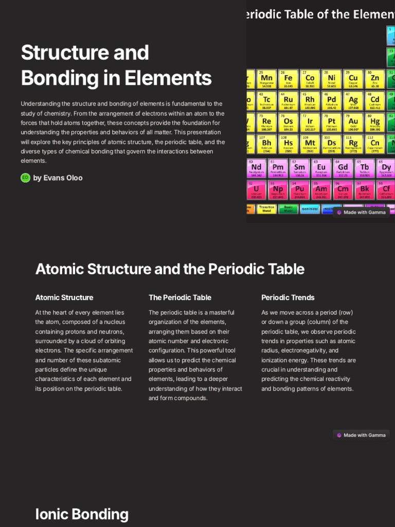 Structure and Bonding in Elements | PDF