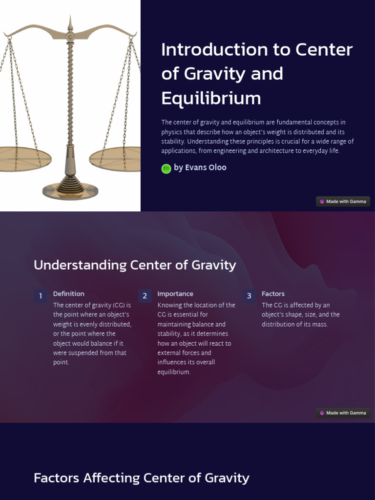Introduction To Center of Gravity and Equilibrium | PDF | Center Of Mass | Force