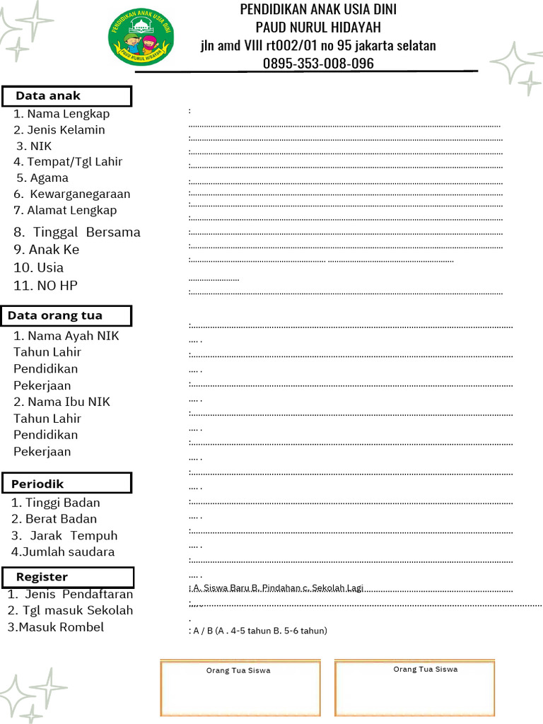 Formulir Data Pribadi Lengkap | PDF