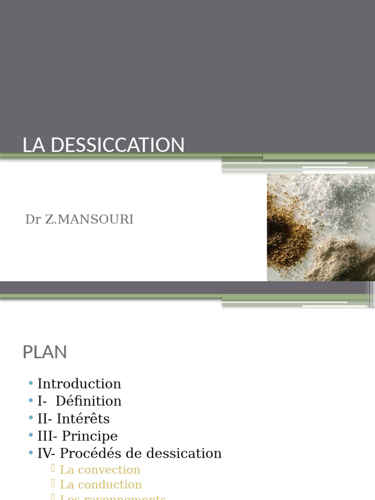 Définition et procédés de dessiccation | PDF | Chimie physique | Chimie