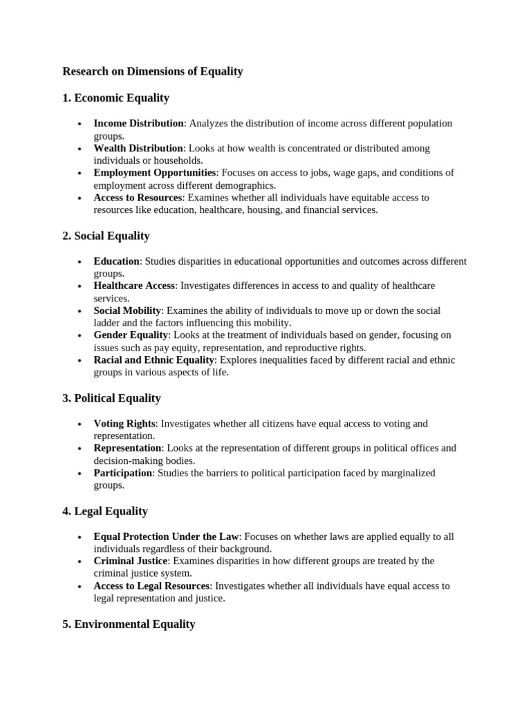 Research on Dimensions of Equality | PDF | Economic Inequality ...
