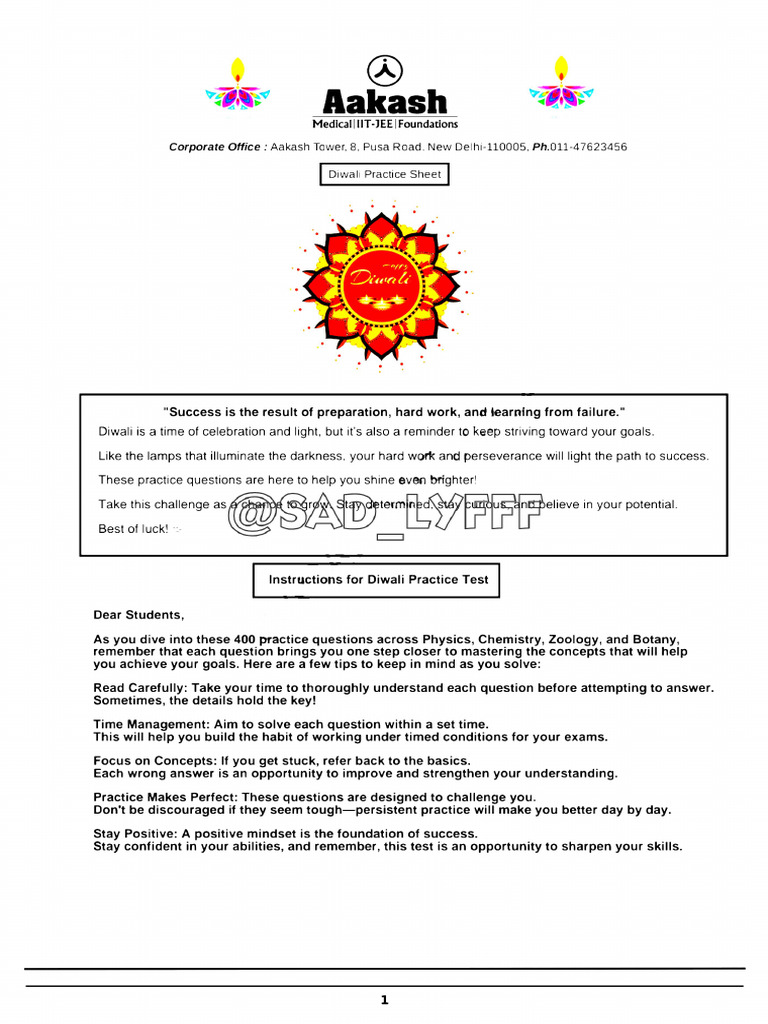 Diwali Practice Sheet | PDF