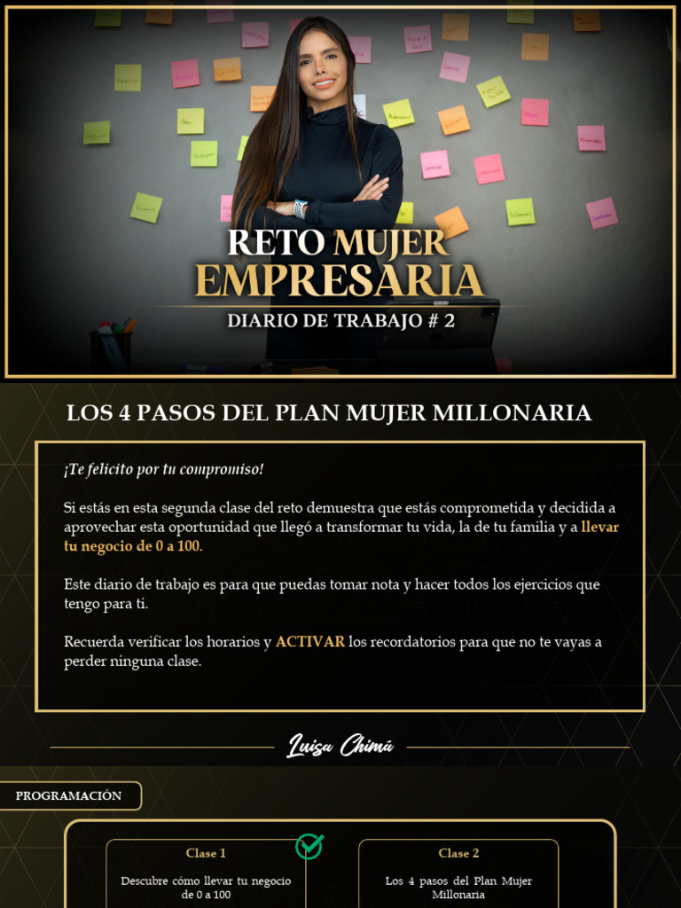 Plan Mujer Millonaria: Clases y Ejercicios | PDF