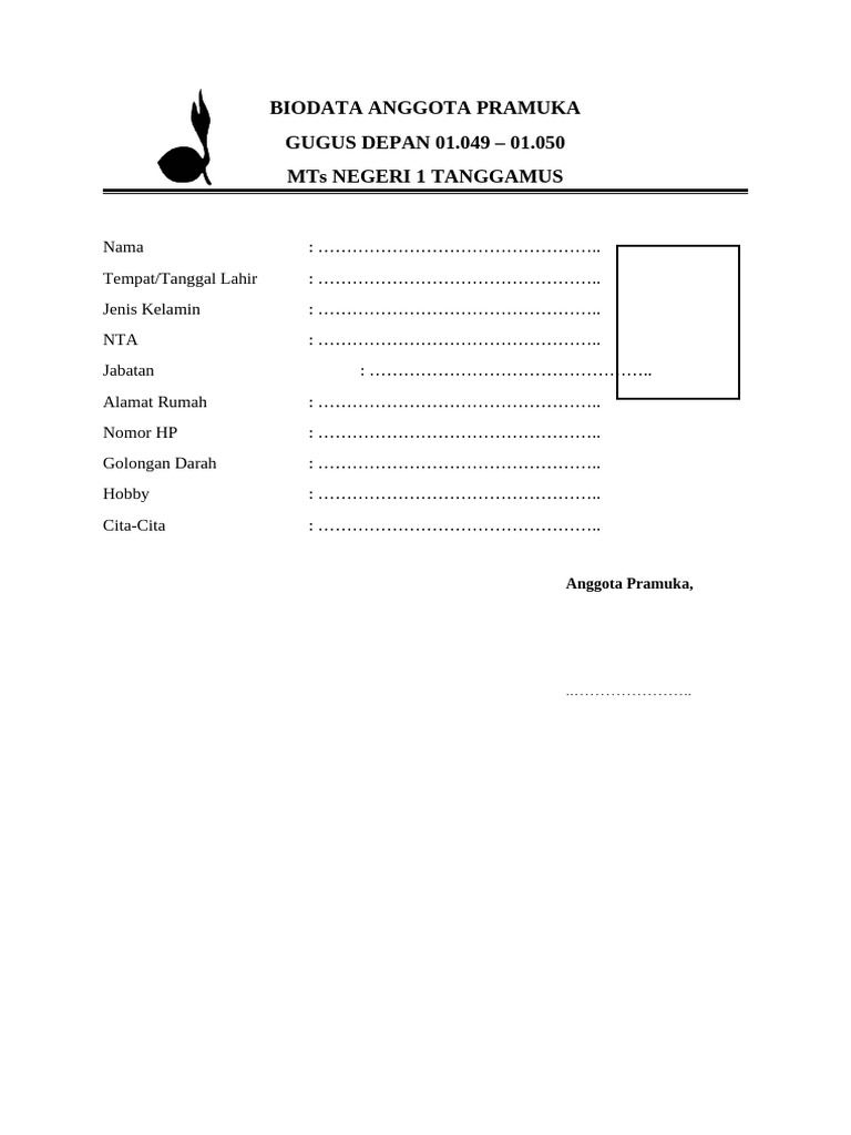 Biodata Anggota Pramuka | PDF