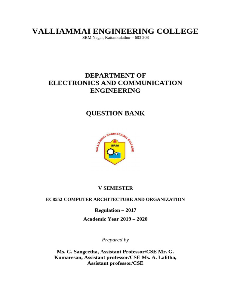EC8552-Computer Architecture and Organization | PDF | Cpu Cache | Computer Data Storage