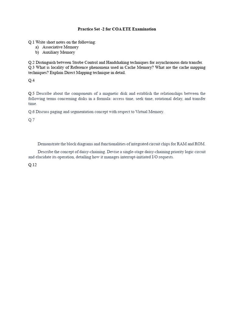 ETE Practice Questions Set_2 | PDF | Cpu Cache | Computer Data Storage ETE Practice Questions Set_2 | PDF | Cpu Cache | Computer Data Storage