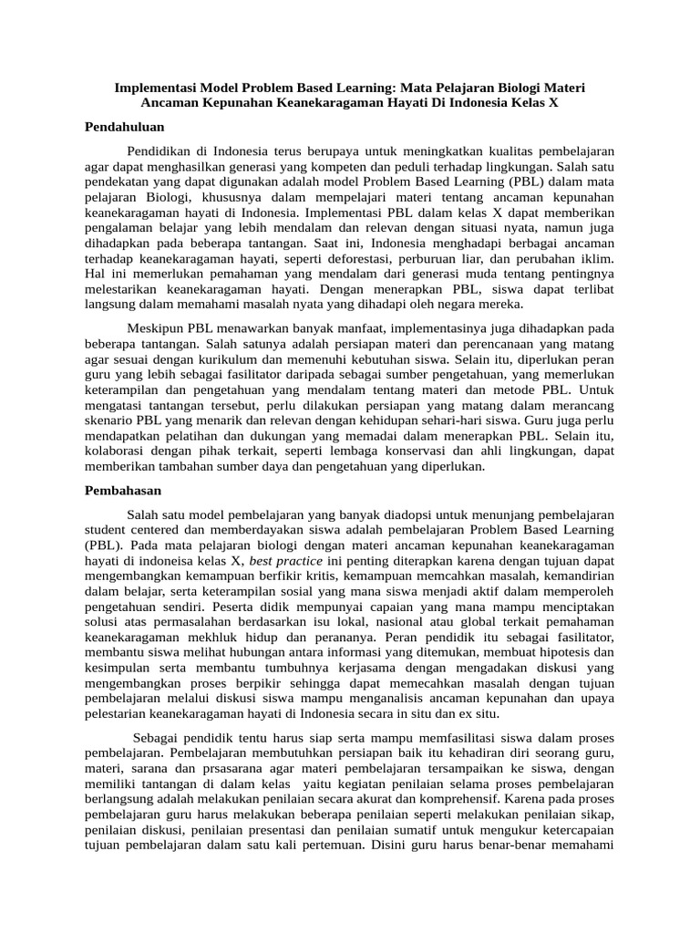 Implementasi Model Problem Based Learning | PDF