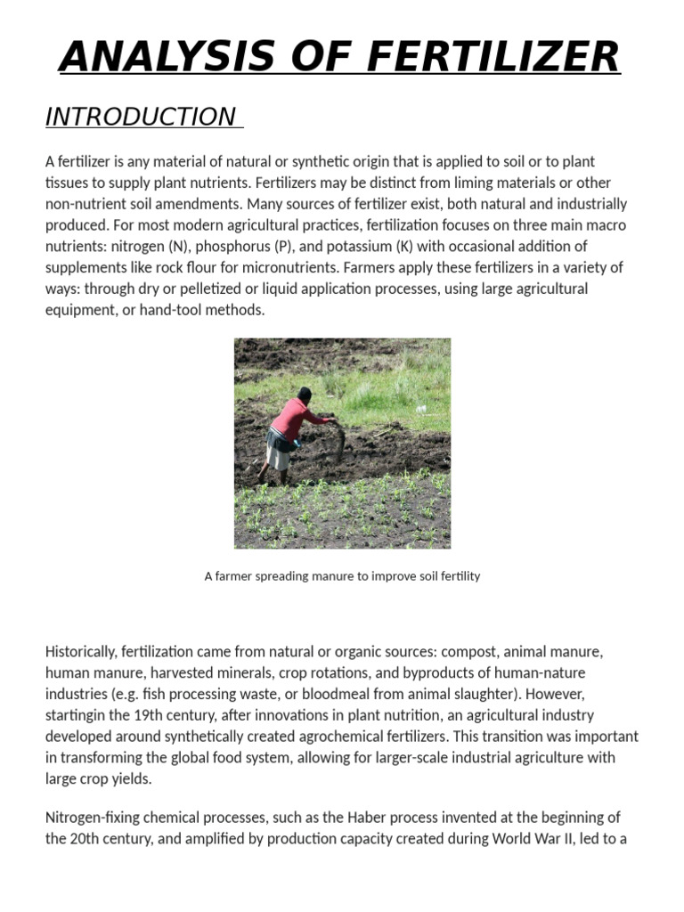 Analysis Of Fertilizer Pdf Fertilizer Greenhouse Gas