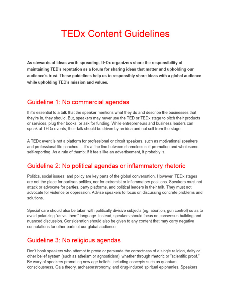TEDx Content Guidelines | PDF | Science | Scientific Method