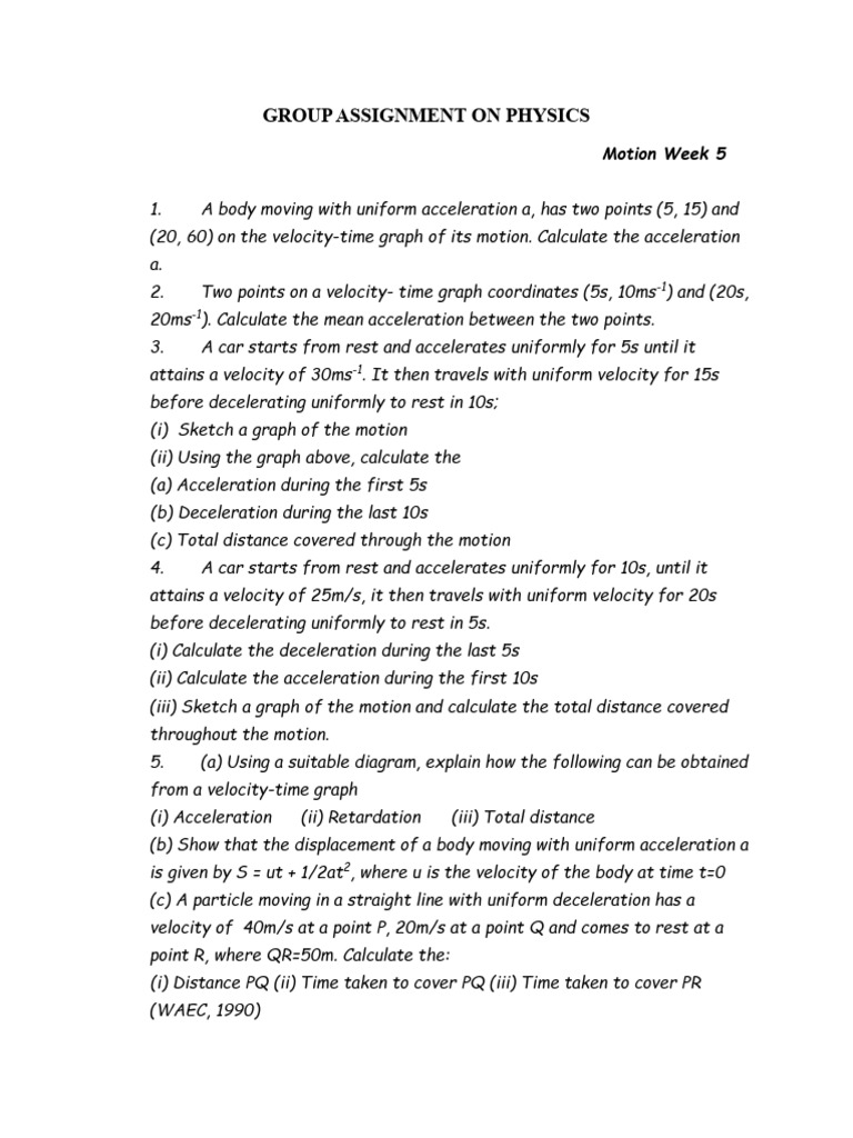 Group Assignment On Physics Year 10 | PDF | Acceleration | Force