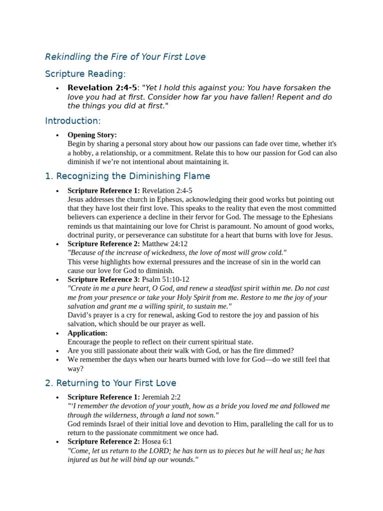Rekindling The Fire of Your First Love | PDF | God | Paul The Apostle
