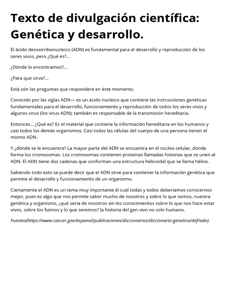 Texto de Divulgación Científica Genética y Desarrollo. - 20241103 ...