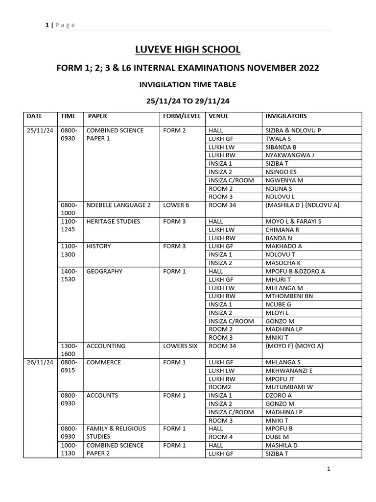 PDF 25-29 Invigilation Timetable 24 - 082921 | PDF