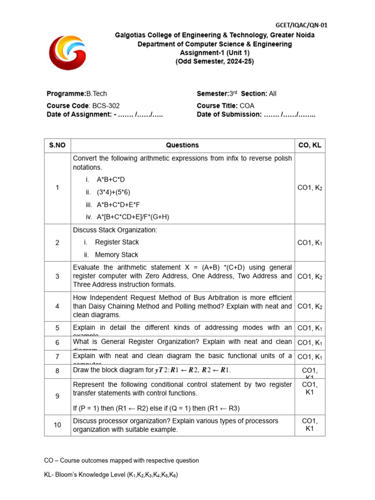 Assignment 1 Unit 1_COA_2024-25 | PDF | Computer Science | Computer ... Assignment 1 Unit 1_COA_2024-25 | PDF | Computer Science | Computer ...