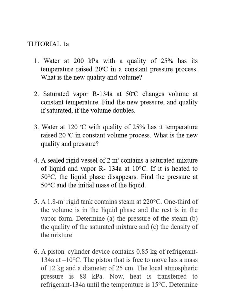 Tutorial 1a 2 | PDF | Phase (Matter) | Pressure