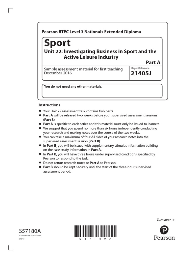 Additional Sample Assessment Material Sport Unit 22 Part A | PDF | Behavior Modification | Teaching