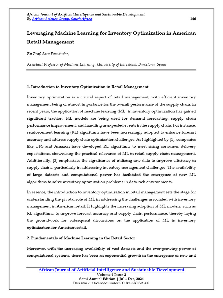 Leveraging Machine Learning For Inventory Optimization in American ...