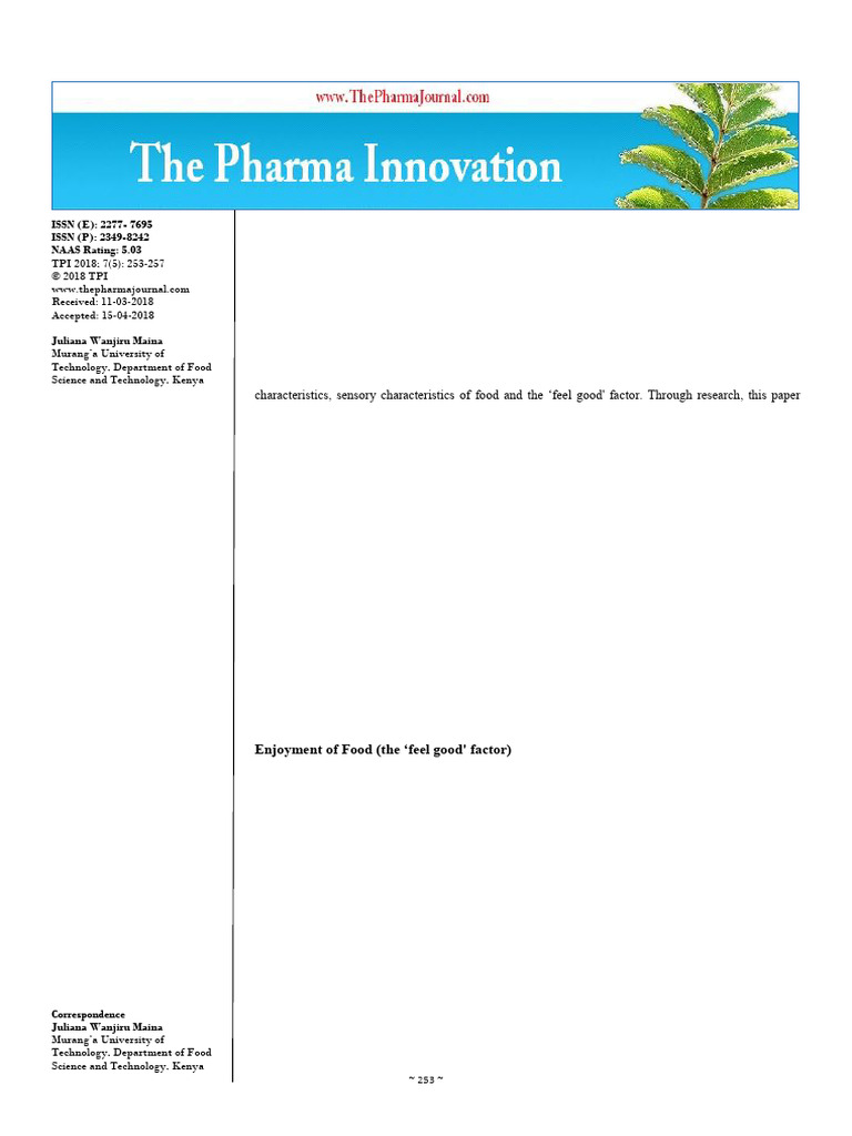 Analysis of The Factors That Determine Food Acceptability: Juliana ...