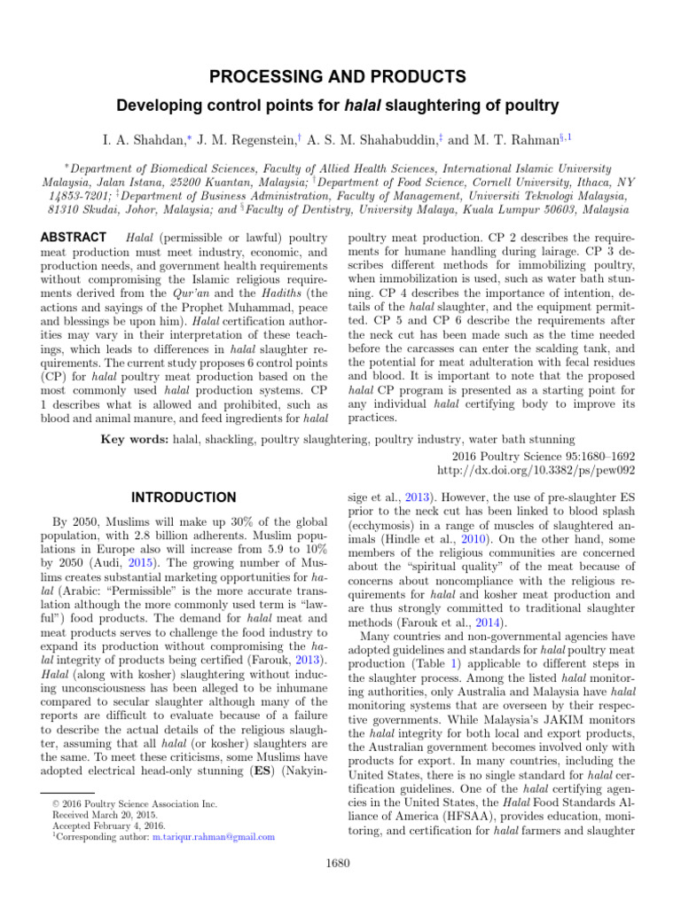 Developing Control Points For Halal Slau | PDF | Animal Slaughter | Meat