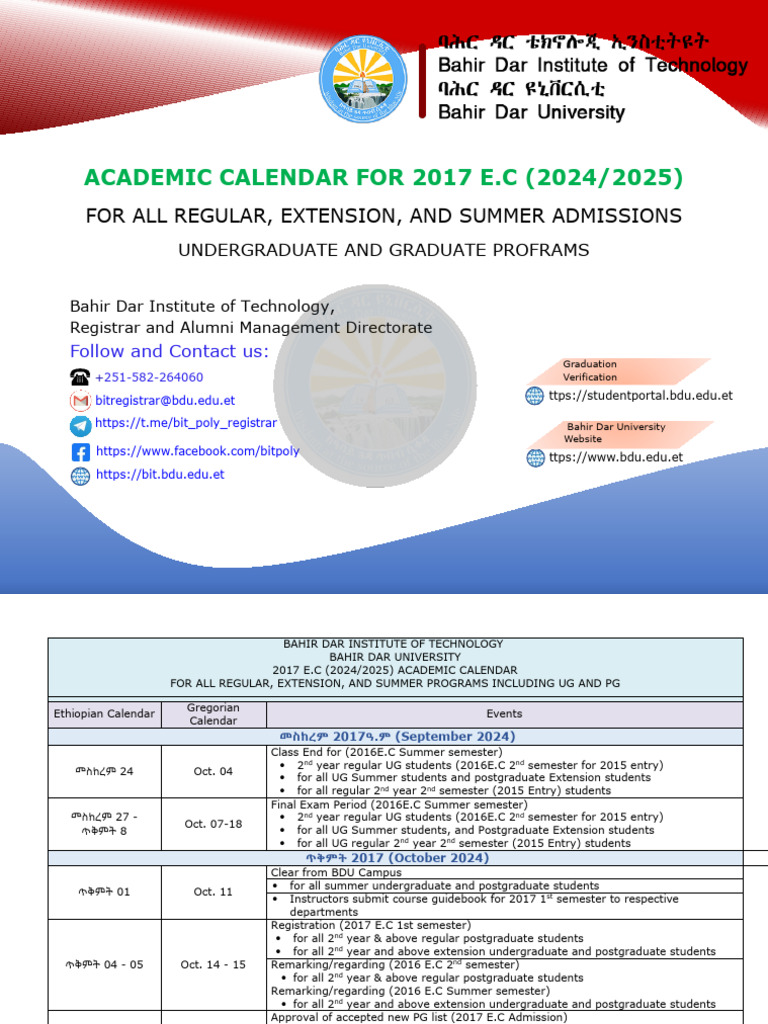 BiT 2017 Academic Calendar Final | PDF | Postgraduate Education ...