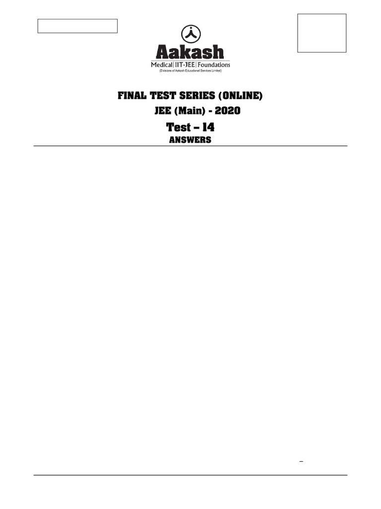 FTS-14 - JEE (Main) - Phase-3 - 22-04-2020 Soln. | PDF | Chemical Reactions | Materials