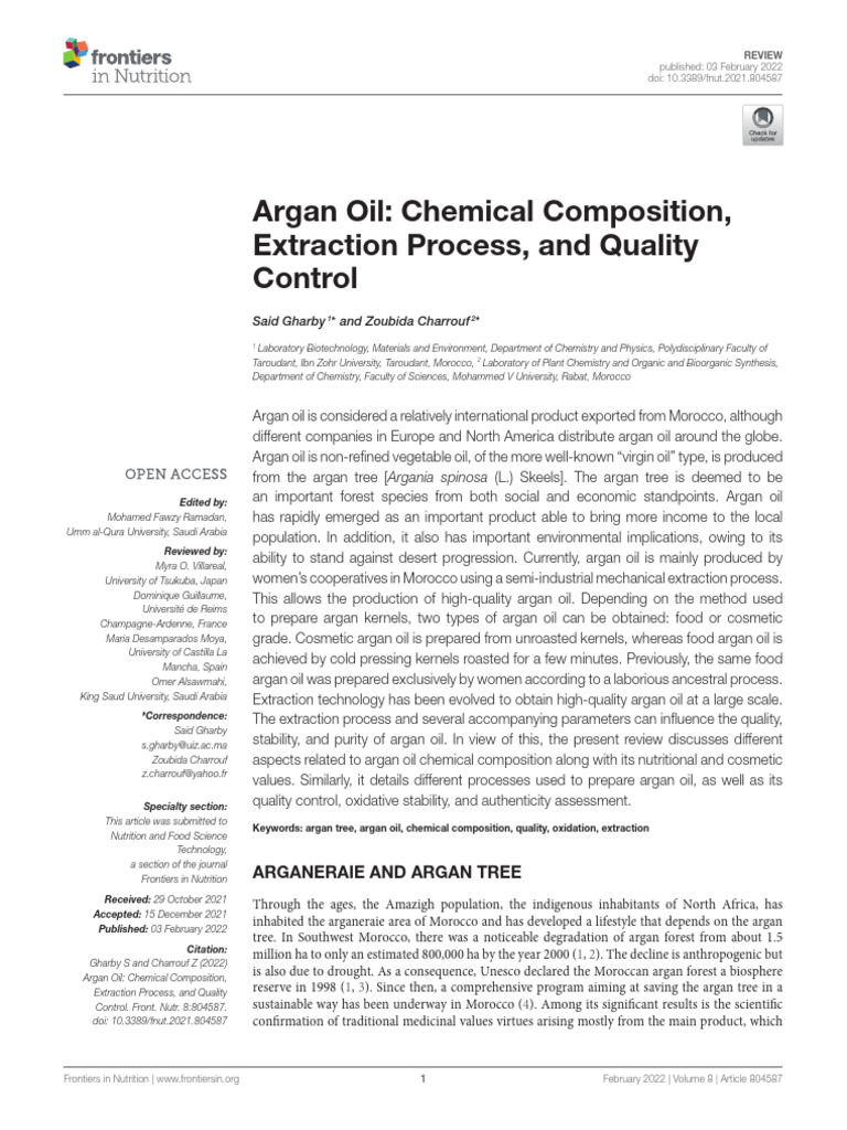 Argan Oil Chemical Composition Extraction Process | PDF ...