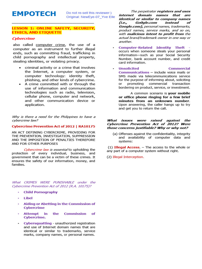 00 2nd Sem (Midterms) - Empotech | PDF | Cybercrime | Computer Virus