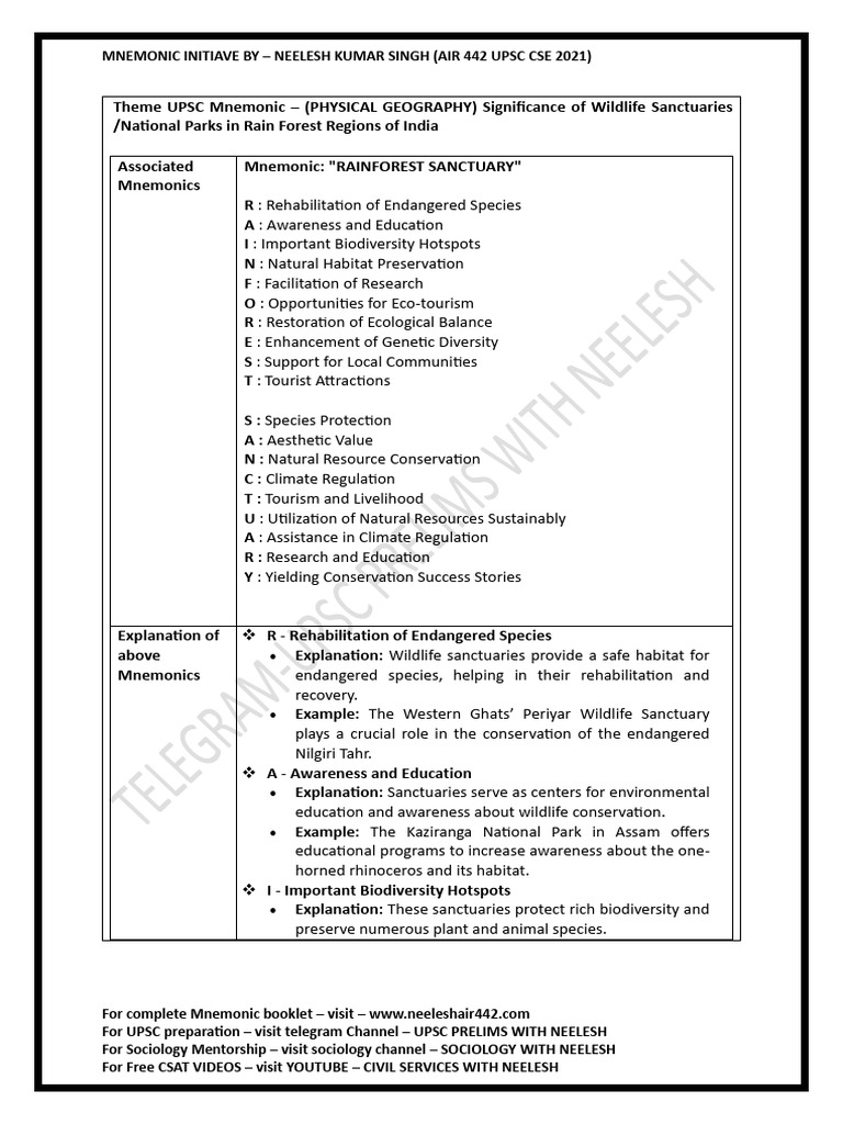 Theme UPSC Mnemonic - PHYSICAL GEOGRAPHY | PDF | Conservation Biology ...