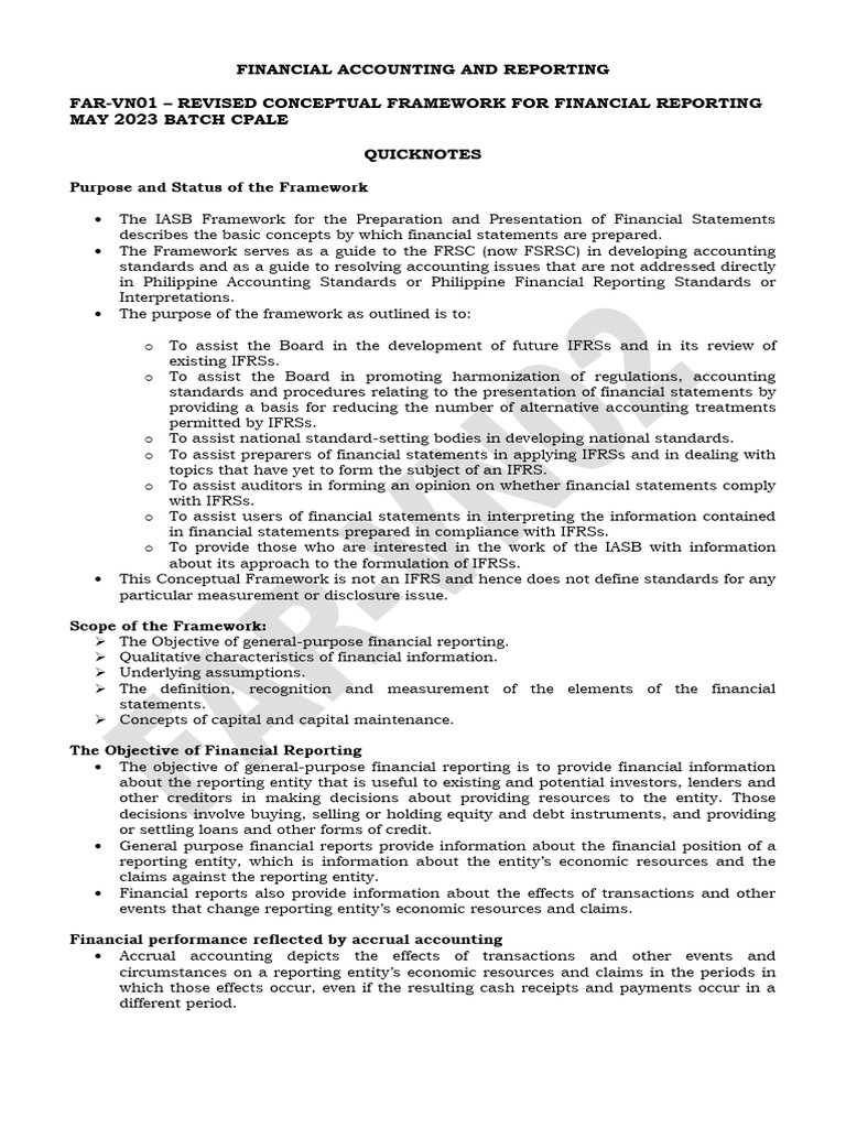 Far Vn02 The Revised Conceptual Framework For Financial Reporting | PDF | Historical Cost ...