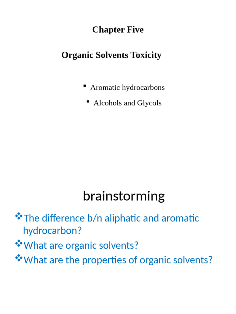 Chapter 5 (Organic Solvents Toxicity) | PDF | Ethanol | Polycyclic ...