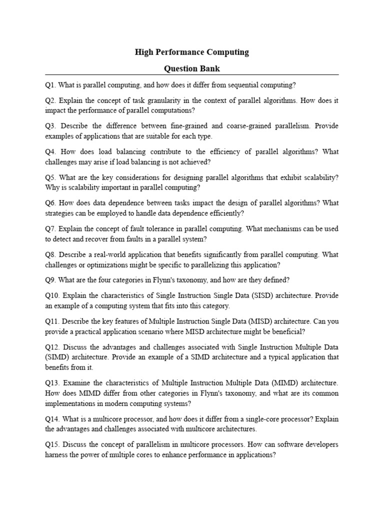 High Performance Computing-Question Bank PDF | PDF | Parallel Computing ...