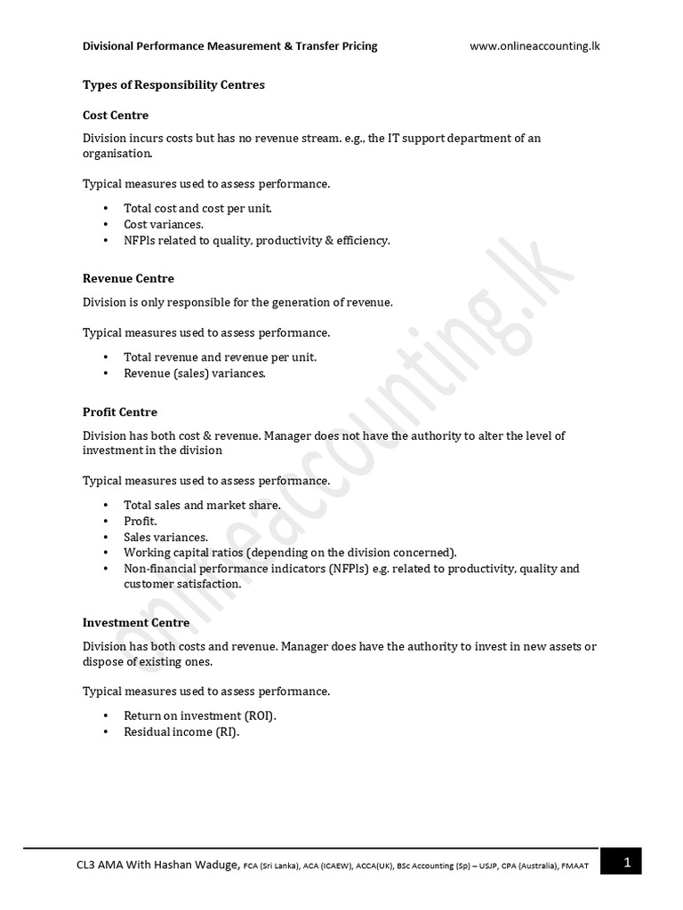 1711169107divisional Performance Measurement | PDF | Interest | Prices