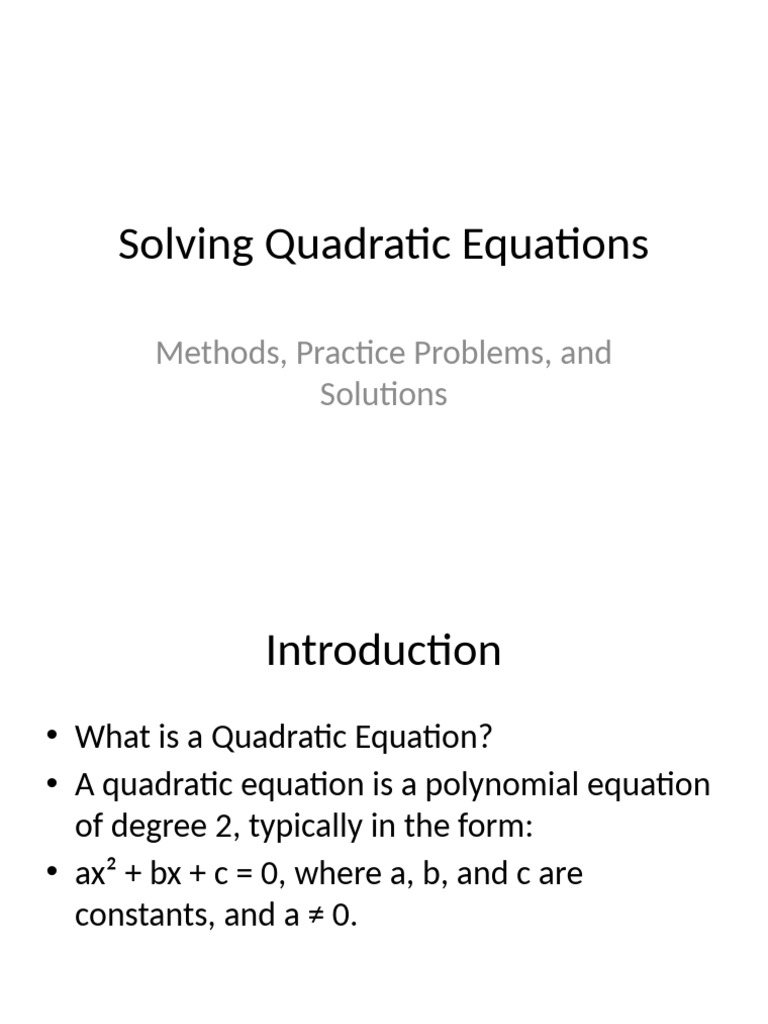 Solving Quadratic Equations | PDF | Computers