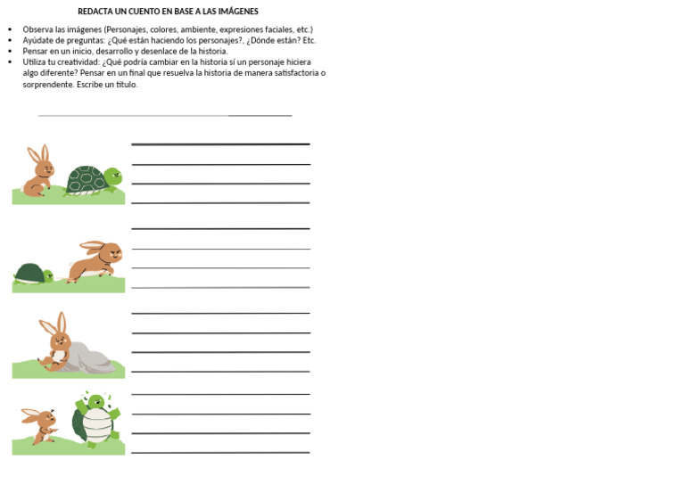 Redacta Un Cuento en Base A Las Imágenes | PDF | Ficción general