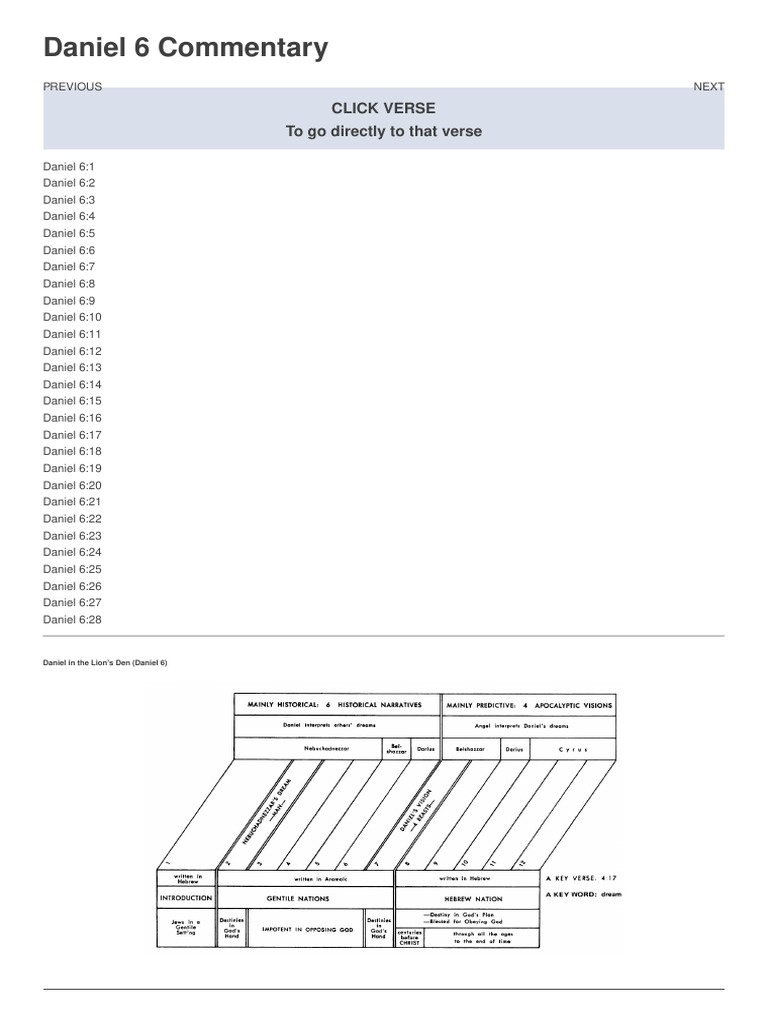 Daniel 6 Commentary | PDF | Daniel (Biblical Figure) | Book Of Daniel