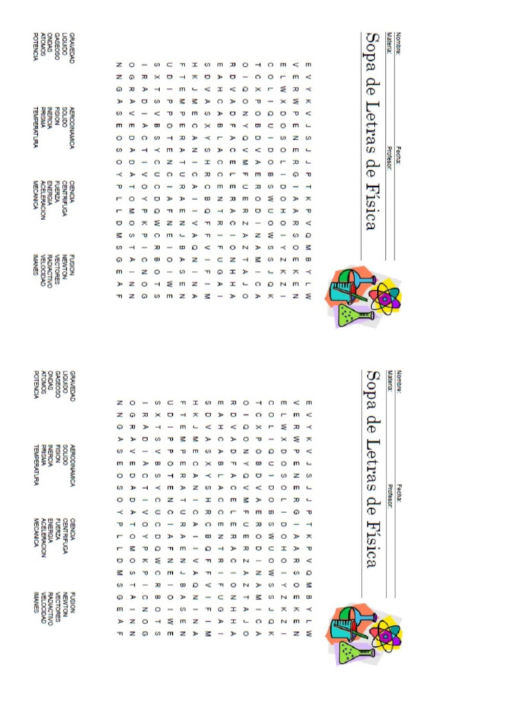 Taller Sopa de Letras Fisica 6 | PDF