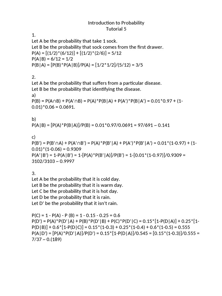 Probability Concepts Tutorial | PDF