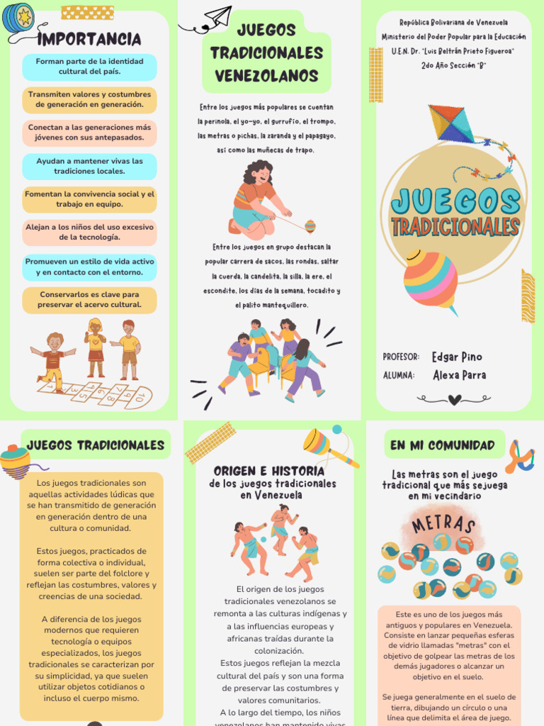 Folleto Tríptico Juegos Tradicionales | PDF | Venezuela | Tradiciones