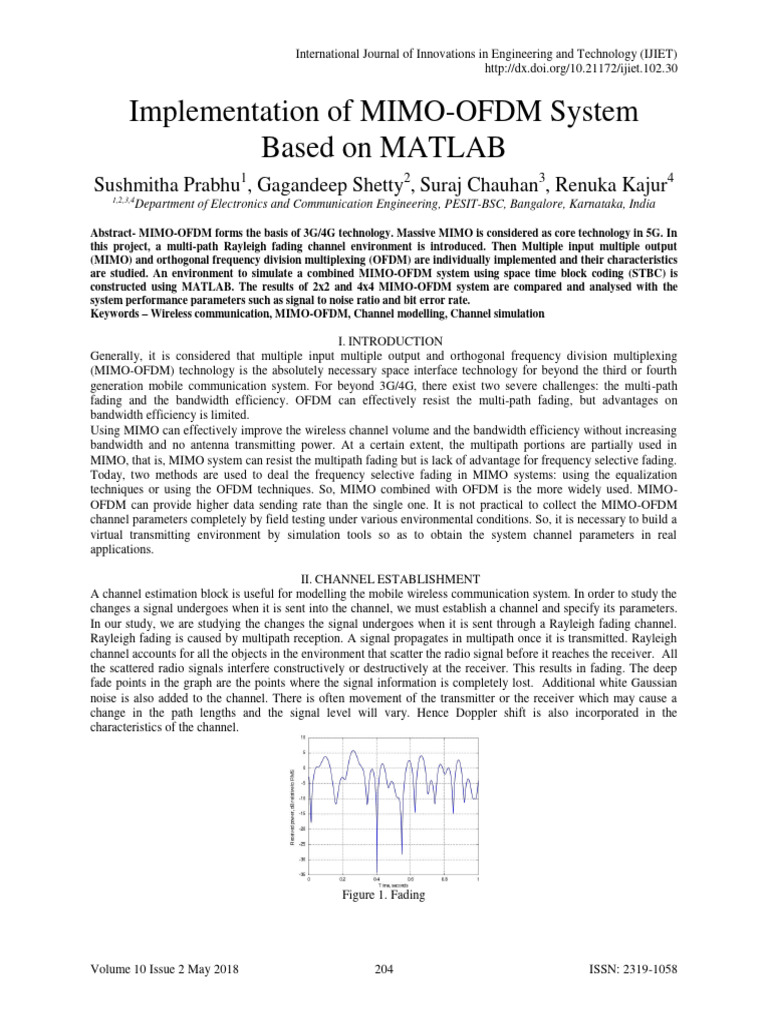 Implementation of MIMO OFDM System Based | PDF | Orthogonal Frequency Division Multiplexing | Mimo