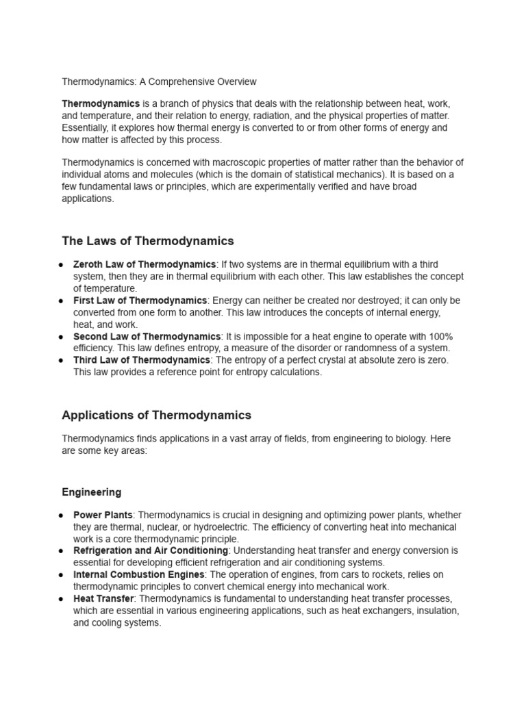 What Is Thermodynamics and Write It's Application.. | PDF ...
