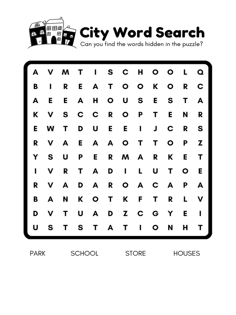 City Word Search Worksheet | PDF