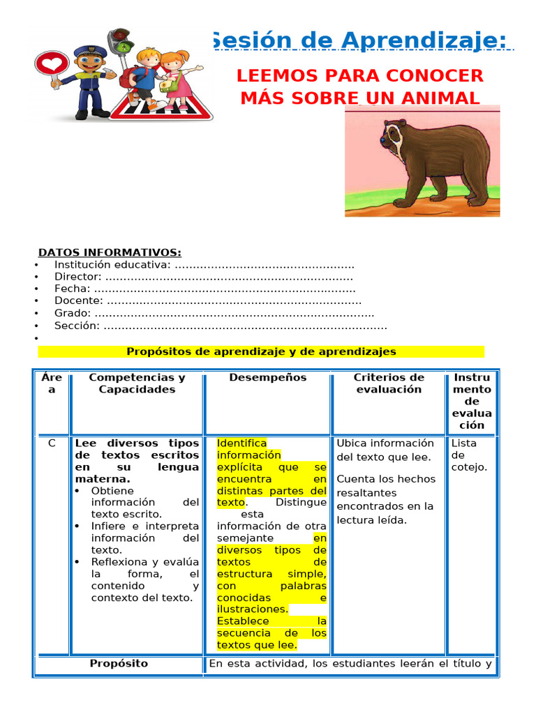 2° Sesión Día 1 Com Leemos para Conocer Más Sobre Un Animal | PDF ...