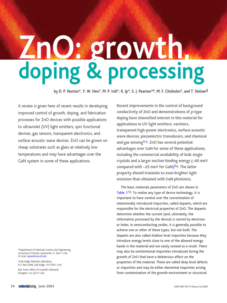 ZnO Dopping and Processing | PDF | Zinc Oxide | Doping (Semiconductor)