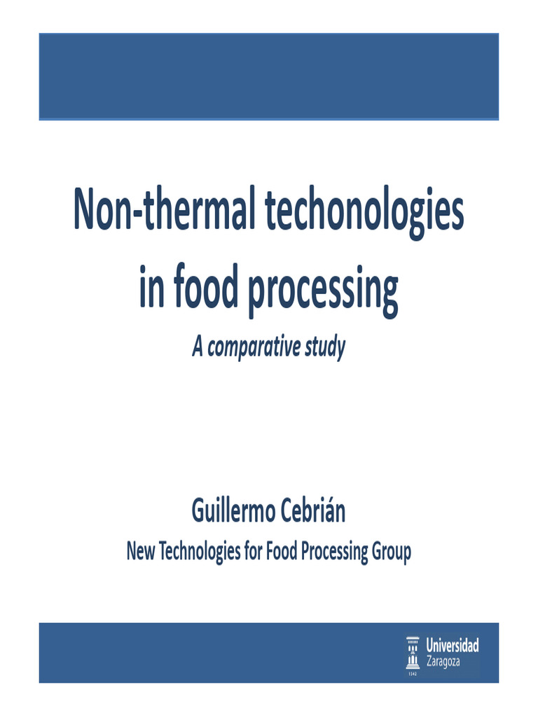 Non-Thermal Food Processing Technologies | PDF | Sterilization ...