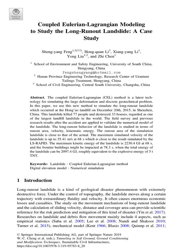 Coupled Eulerian-Lagrangian Modeling | PDF | Continuum Mechanics | Landslide