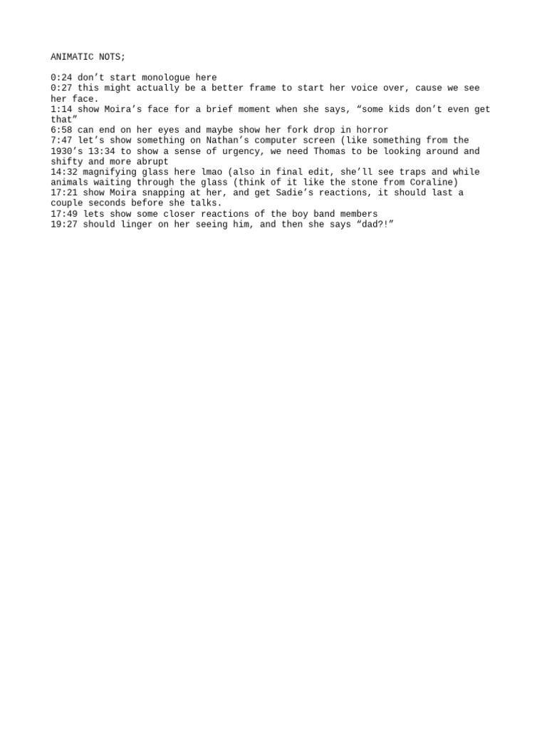 Animatic Notes | PDF