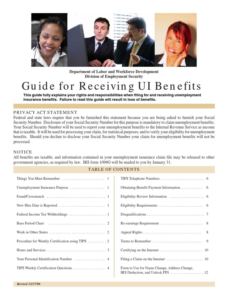Guide For Receiving UI Benefits: Privacy Act Statement | PDF ...